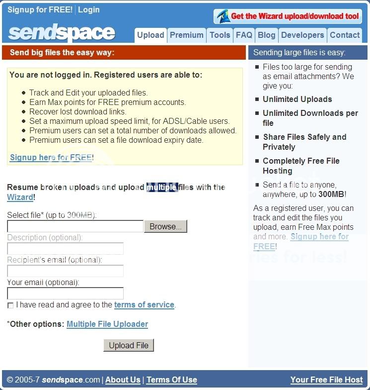 Transfer files on the Internet – Send Space | my tiny list