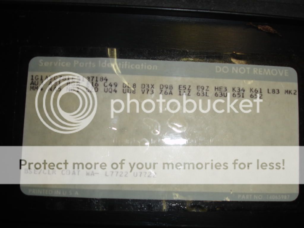 1985 rpo codes - CorvetteForum - Chevrolet Corvette Forum Discussion